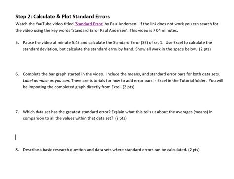 Solved Step 2 Calculate And Plot Standard Errors Watch The