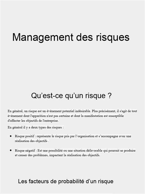 Definition Management Des Risques Pdf Risque Gestion Des Risques