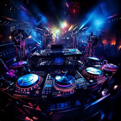 Eclectic Live Band Or Dj Setup With Vibrant Visuals Stock Image Image Of Captivating Stage