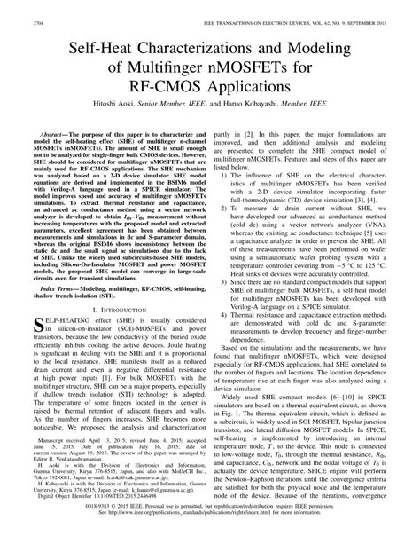 Pdf Self Heat Characterizations And Modeling Of Multifinger Nmosfets For Rf Cmos Applications