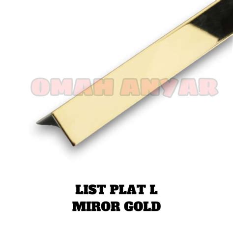 Jual 3 Batang List Lis Plat Strip Model L Mirror Plat Besi Chrome Gold 3 Meter Di Seller Omah