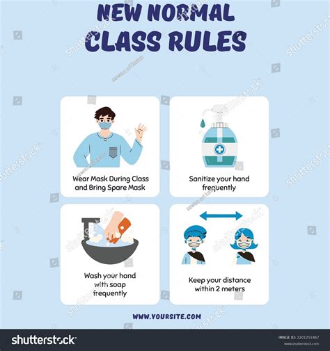 Editable Illustrated Classroom Rules Covid 19 Stock Vector Royalty
