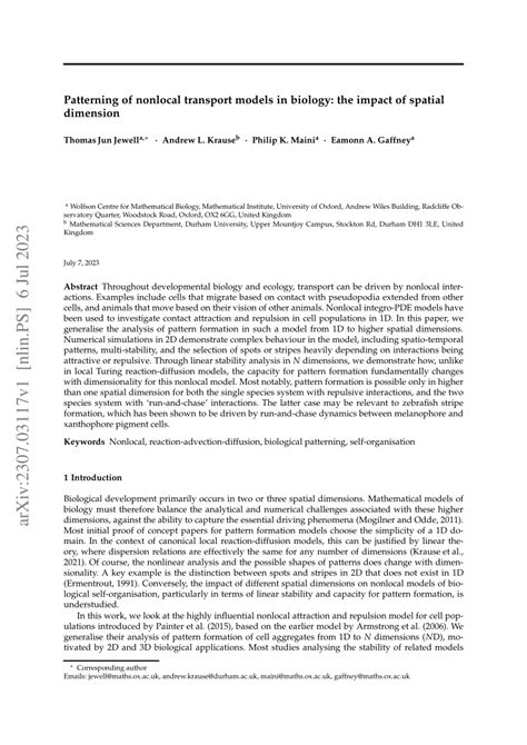 Pdf Patterning Of Nonlocal Transport Models In Biology The Impact Of