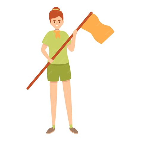 Premium Vector Scouting Girl Flag Icon Cartoon Of Scouting Girl Flag Vector Icon For Web