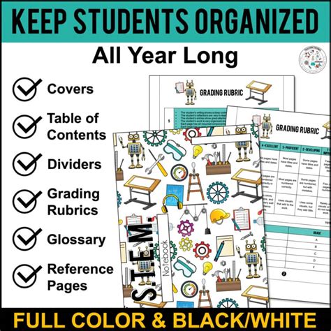 Stem Notebook Cover Engineering Design Dividers Rubric Journal