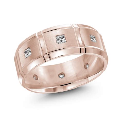 Pink Gold Mens Wedding Bands