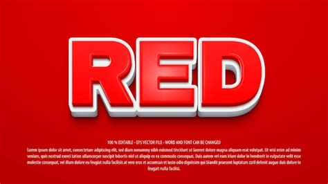Premium Vector Editable Text Effect Red 3d Style