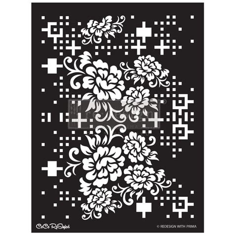 Floral Matrix Stencil Cece By Redesign Decor Stencil Etsy