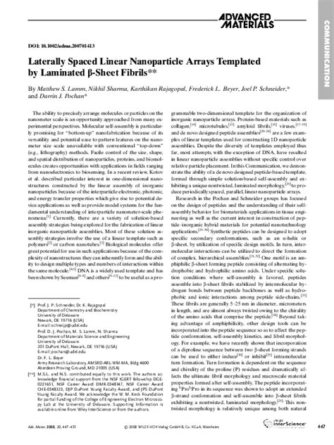 Pdf Laterally Spaced Linear Nanoparticle Arrays Templated By
