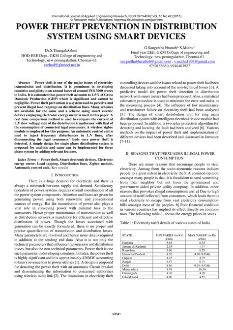 Pdf Power Theft Prevention In Distribution System Using Smart Devices