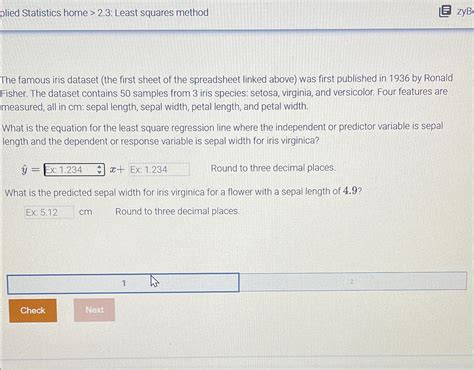 Solved Plied Statistics Home 23 Least Squares Methodthe