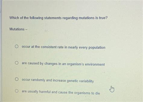 Solved Which Of The Following Statements Regarding Mutations