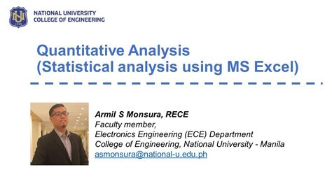 Quantitative Analysis Statistical Analysis Using Ms Excel Youtube