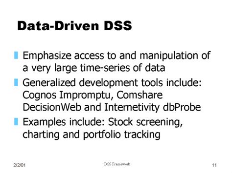 Data Driven Dss