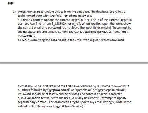 Solved Php 1 Write Php Script To Update Values From The