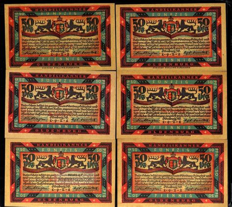 Germany Notgeld Oldenburg 6 X 50 Pfennig