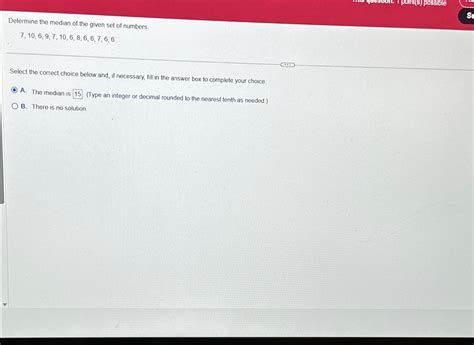 Solved Determine The Median Of The Given Set Of Chegg