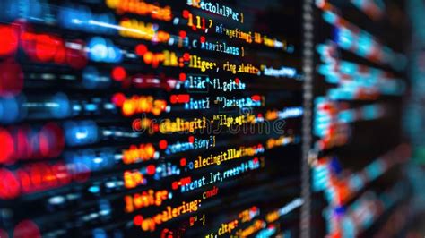 Close Up Of Programming Code On A Laptop Screen With Blurred Background Aig53f Stock