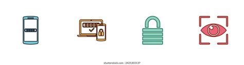 Set Mobile Password Two Steps Authentication Stock Vector Royalty Free 2425303137 Shutterstock