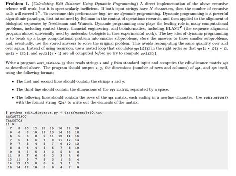 Solved Problem Calculating Edit Distance Using Dynamic Chegg Com
