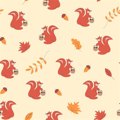 Premium Vector Cute Cartoon Little Bright Squirrel Pattern Vector