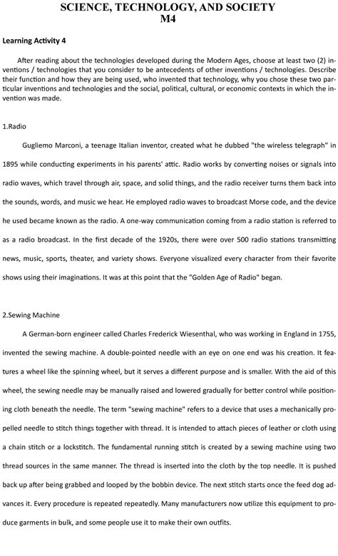 Scienece Technology And Society M4 Science Technology And Society