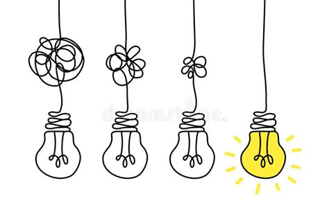 Simplifying The Complex Confusion Clarity Or Path Vector Idea Concept With Lightbulbs Doodle