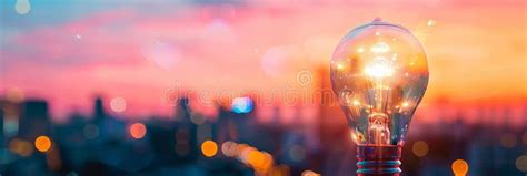 Glowing Lightbulb Close Up Focus On Copy Space Vibrant Colors Double Exposure Silhouette With