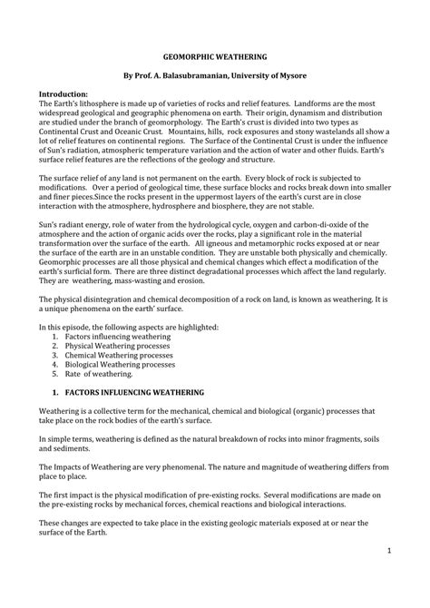 Pdf Geomorphic Weathering