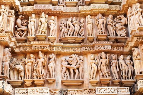 Erotic Human Sculptures At Vishvanatha Temple Western Temples Of Khajuraho Madhya Pradesh