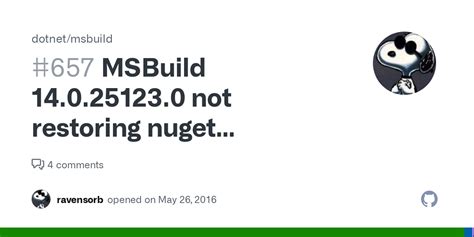 Msbuild 140251230 Not Restoring Nuget Packages · Issue 657 · Dotnet