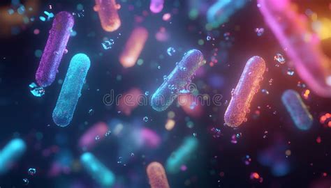 Microscopic View Of Diverse Microorganisms And Abstract Cellular