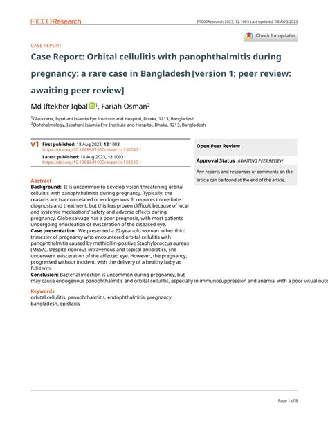 Pdf Orbital Cellulitis With Panophthalmitis During Pregnancy A Rare