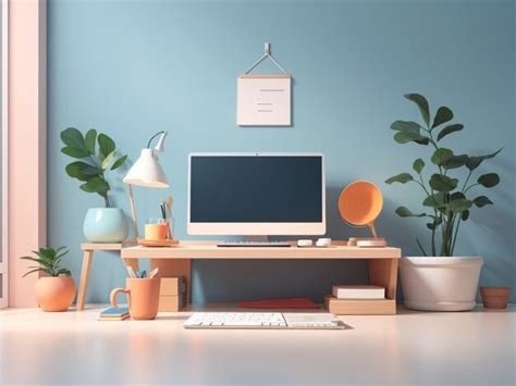 Premium Ai Image Cute Athome Minimalist Workspace