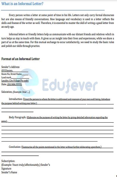 Cbse Class 6 English Informal Letter