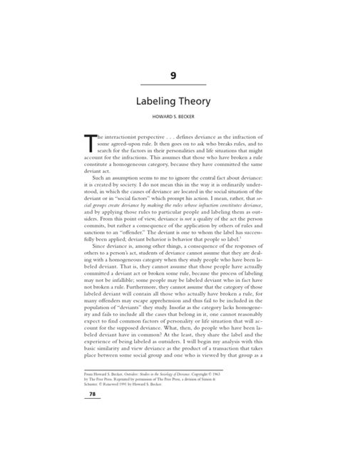 Becker Labeling Theory Deviance Sociology Crimes