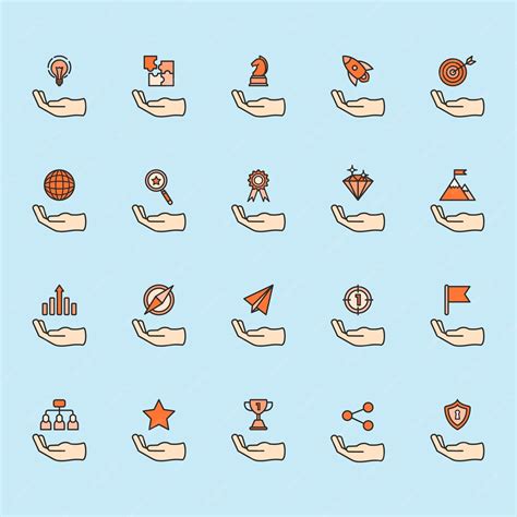 비즈니스 성과 아이콘 세트의 그림 무료 벡터