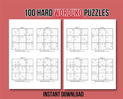 100 Hard Worduko Puzzles Word Sudoku Puzzles Printable Worduko Word