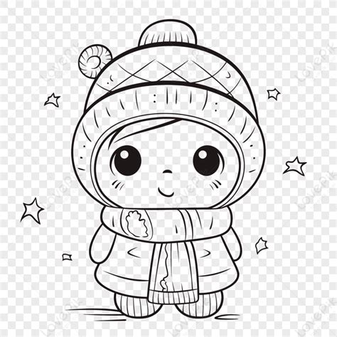 겨울 색칠 페이지 개요 스케치 드로잉에 귀여운 작은 남자 벡터라인 아트두꺼운 선 Png 일러스트 무료 다운로드 Lovepik