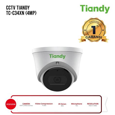 Tiandy Ip Camera Cctv Tiandy Tc C34xn 4mp Audio Poe Onvif Ir Indoor Turret Lazada Indonesia