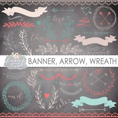 Vector Laurel Arrow Wreath Clipart Bundle