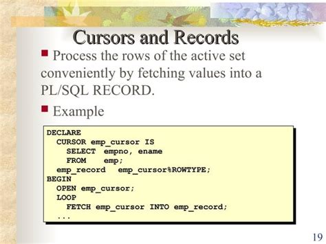 Plsql Stored Procedures And Cursorsppt Plsql Stored Procedures And Cursorsppt