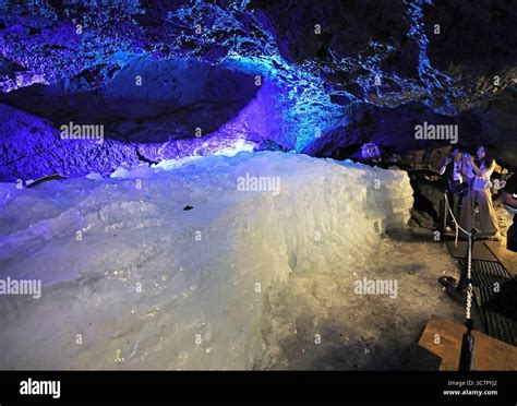A Photo Shows The Narusawa Ice Cave In Narusawa Village Yamanashi