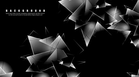 겹치는 빛나는 삼각형이 있는 추상적 배경입니다 격리 된 검은 색 배경 Eps 10의 벡터 그림 3차원 형태에 대한 스톡 벡터 아트 및 기타 이미지 Istock