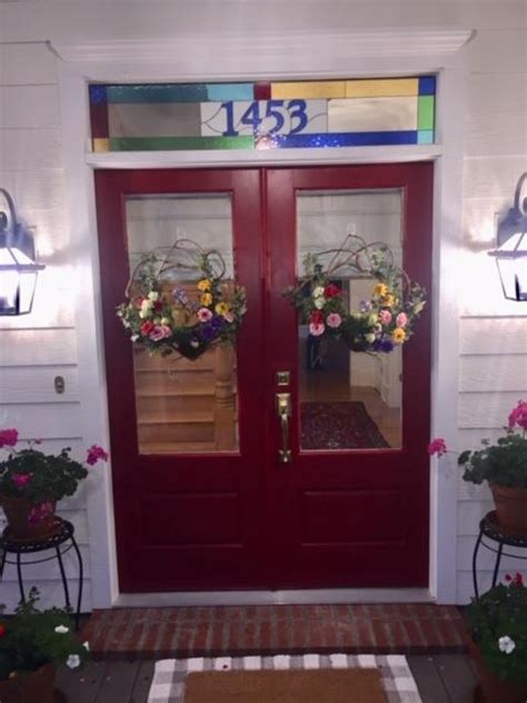 Colorful Stained Glass Address Transom Window Glass