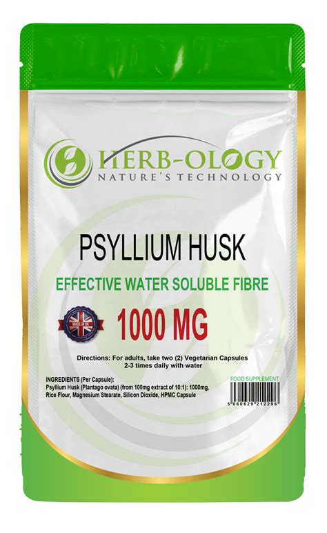 Herb Ology Psyllium Husk Capsules Soluble Fibre Tablets 1000mg Extract