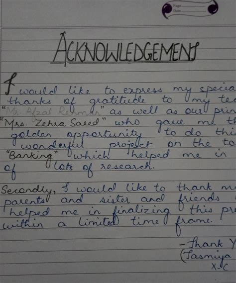 Project Acknowledgement Samples Acknowledgement School Projects Images And Photos Finder