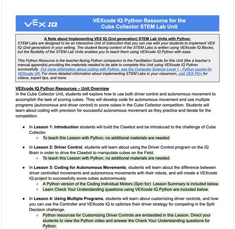 Teaching Vex Iq 2nd Generation Stem Lab Units With Vexcode Iq Python Vex Library
