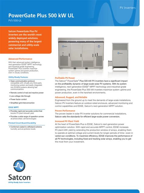 Satcon 500 Kw Inverter Spec Pdf Photovoltaics Photovoltaic System