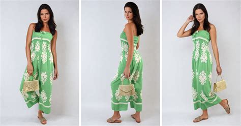 Emma Printed Strapless Jumpsuit In Green Ikrush Silkfred Us